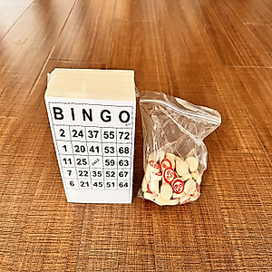 SEETOOOGAMES Vintage Wooden Bingo Game Set-120 Bingo Number Cards and 75 Chess