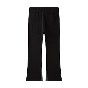 Weierpidan Faux Suede Sweatpants Women Flare Dancing Joggers Men's Patchwork Streetwear Trousers (Black,L)
