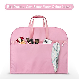Limoomil Heavy Duty Waterproof Garment Bag for Travel, Tear Resistance Suit Bag for Women Travel for Suits, Tuxedos, Coats, Uniform. Pink, 42 inch…