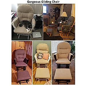 Brisbane Nursery Glider & Ottoman Sets, Swivel Glider Recliner Nursery Rocking Chair, Nursery Glider Rocker with Ottoman, Reclining Gliders & Chairs for Breastfeeding, Reading, Napping, Espresso/Cream