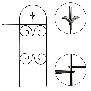 Thealyn Metal Decorative Garden Fence Border 32 in x 20 ft Garden Fencing No Dig Fence Rustproof Wrought Iron Landscape Fencing for Flower Bed, Yard, Animal Barrier