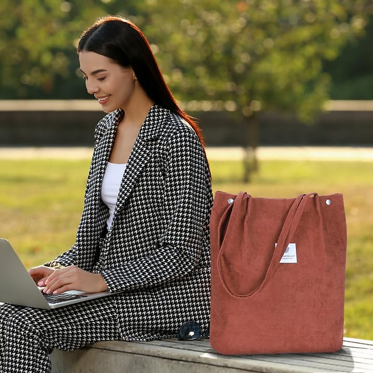 WantGor Large Corduroy Totes Bag Women's Casual Purses Work Handbags Big Capacity Shopping Bag