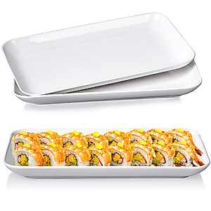 DELLING Large Serving Platter Set 12in White Rectangular Serving Plates/Salad Dish - Big Serving Trays for Parties Meat, Sushi, Dinner Plate Oven Safe Dinnerware Set of 3