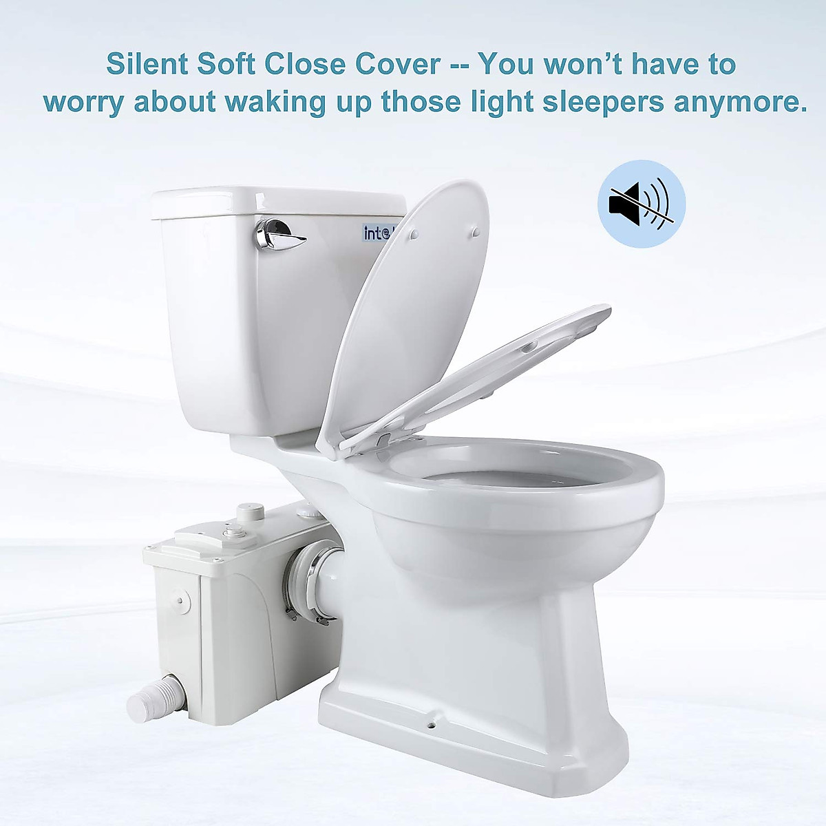 Upflush Macerating Toilet (3-Piece Kit)- Upflush Toilet for Basement Toilet System, Macerating Toilet with 500 Watt Macerator Pump, Extension Pipe and Round Bowl, for Kitchen Sink, Bathroom, Laundry