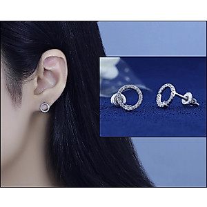 Dazzlingrock Collection 0.15 Carat (ctw) Round White Diamond Open Circle Stud Earrings for Women in 10K White Gold in Screw Back