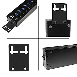 Vantec 7-Port USB 3.0 Hub, Aluminum, Full Powered, Mountable, with All Ports Data & Charging Up to 1.5A, BC 1.2, Premium 12V/3A, 36W Power Adapter (UGT-AH710U3-BK),Black