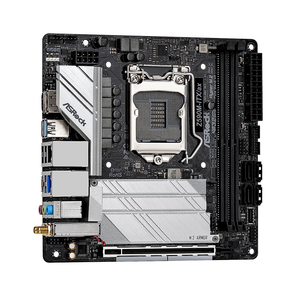 ASROCK Z590M-ITX/AX LGA1200/ Intel Z590/ DDR4/ SATA3&USB3.2/ M.2/ WiFi&Bluetooth/Mini-ITX Motherboard