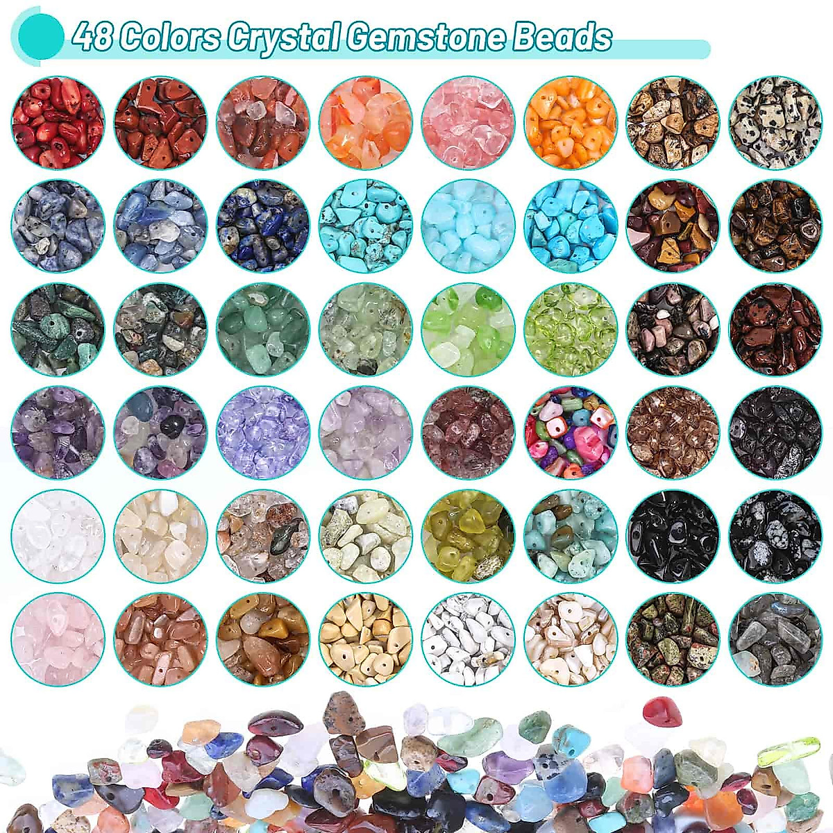 PAXCOO 1046Pcs Crystal Chip Beads and Jewelry Making Gemstones Kit for Jewelry Earring Necklace and Bracelets Making Supplies