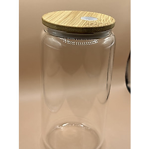 Clear Glass Tumbler Cup with Bamboo Lids and Straw Beer Drinking Can Ice Coffee Glass Mason Jar Tumbler Bridesmaid Gifts 16oz Glasses for Tea Water shower holiday gift sublimation