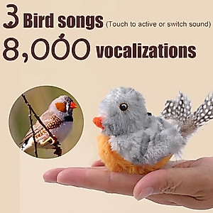 Cat Toys 2 PCS Interactive for Indoor Cats Automatic Squeaking Mouse and Feather Bird Melody Sound Chaser Set Lifelike Plush Electronic Kitty Toy (Grey)