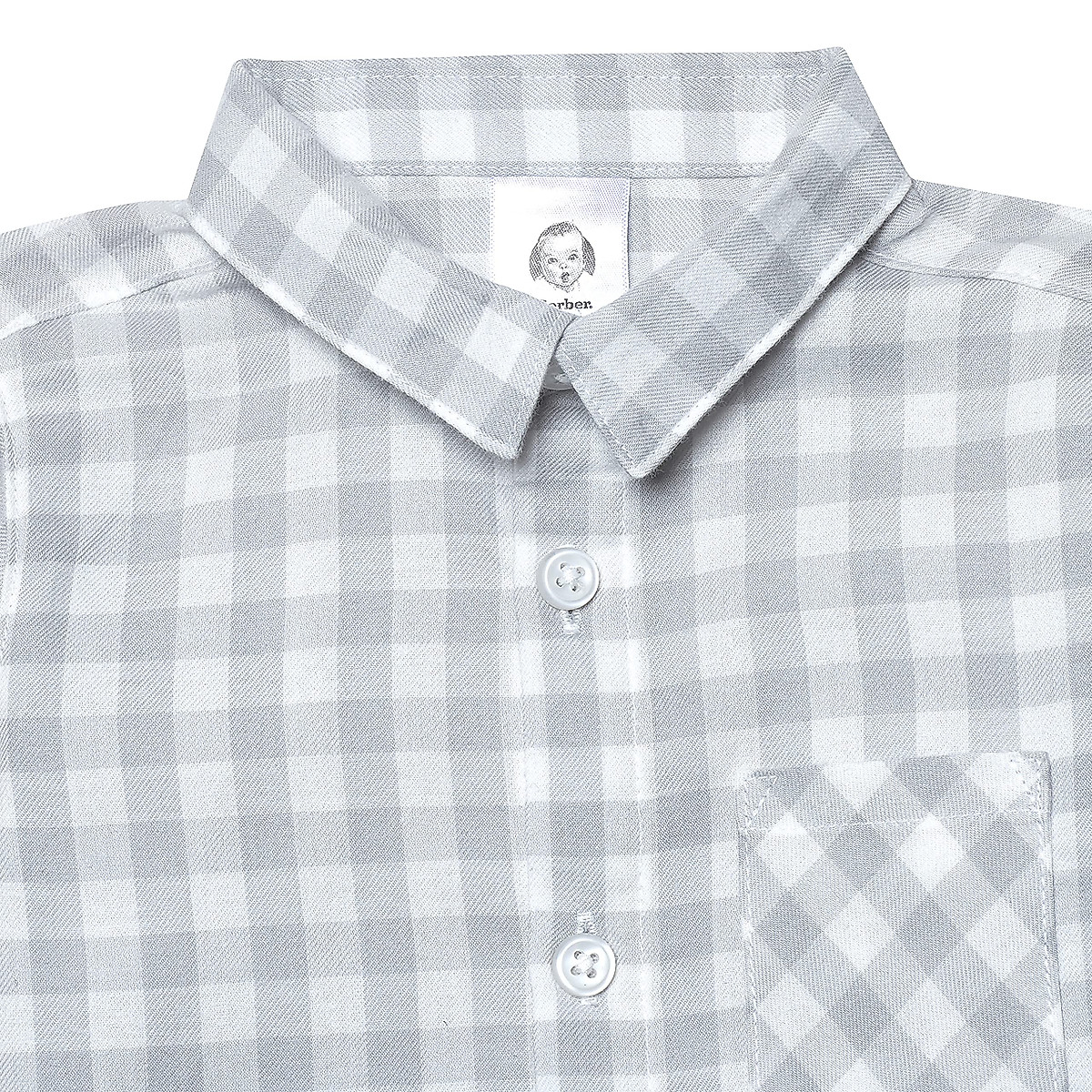 Gerber Baby and Toddler Boys Long Sleeve Button Up Plaid Shirt, Gray Plaid, 4T