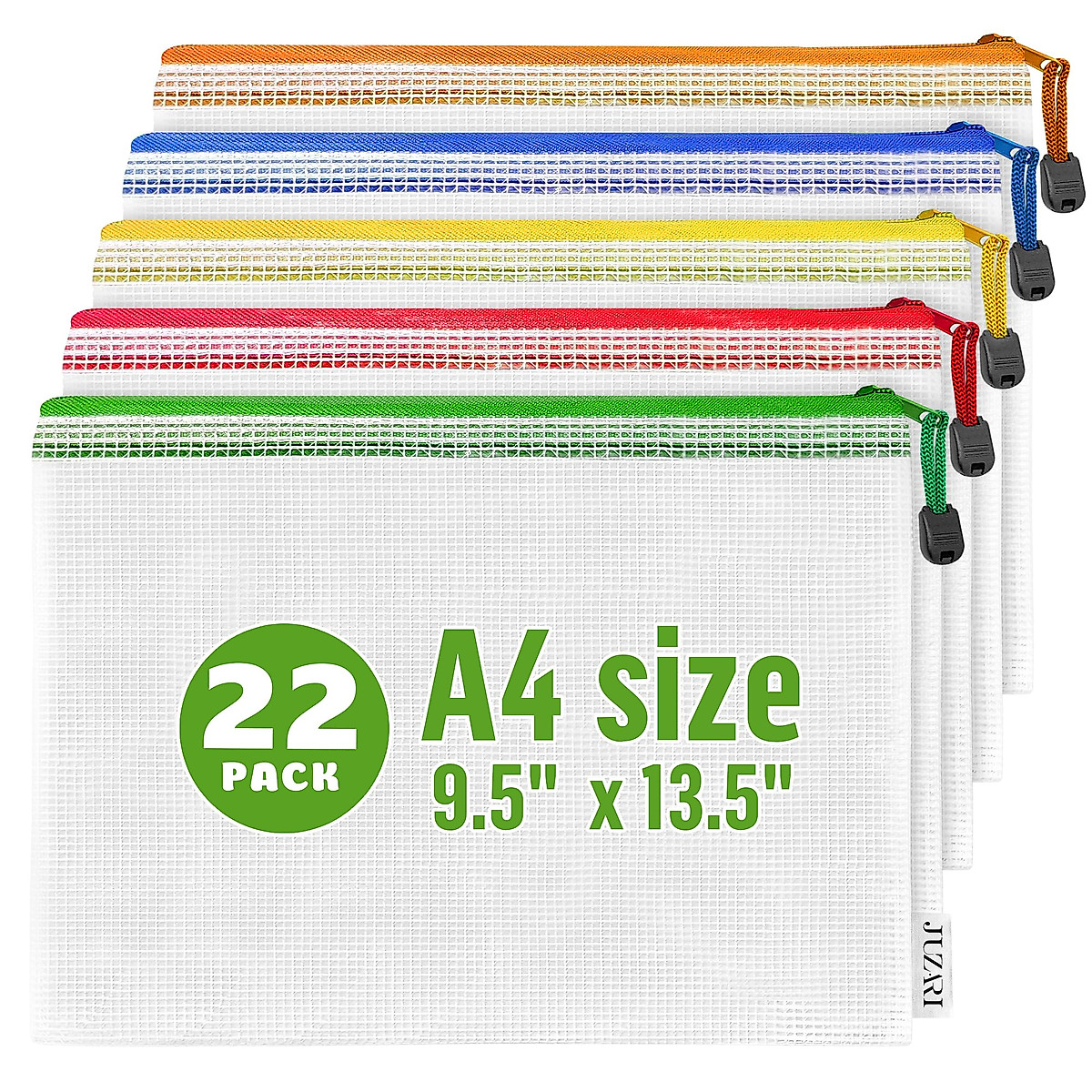 22 Pack Mesh Zipper Pouch Bags A4-13.5x9.5 in Plastic Zipper Pouches for Organizing - Document Bags With Zippers - Letter Size Zippered Pouch - Document Pouches With Zippers - Mesh Pouch Zippered