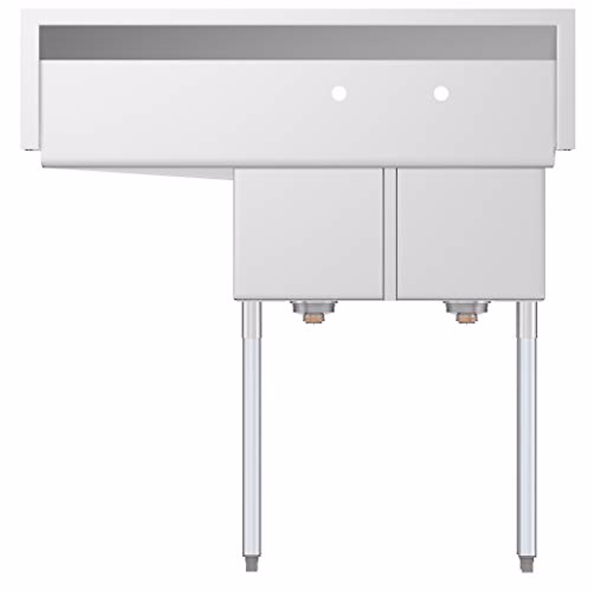 KoolMore - SB121610-16R3 2 Compartment Stainless Steel NSF Commercial Kitchen Prep & Utility Sink with Drainboard - Bowl Size 12" x 16" x 10", Silver