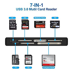 USB3.0 Multi SD Card Reader, SD/TF/Micro SD/CF/MS/XD 7-in-1 5Gbps High Speed Memory Card Reader for SDXC SDHC TF Micro SD CF MS MMC Card, Sony Memory Stick Pro Duo Adapter Read 5 Cards Simultaneously
