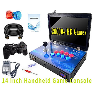WYGaming Pandora Arcade Portable Retro Video Game Player Built-in 20000+ Classic Games 14 inch LED Integrated Recreation Arcade Emulator Console Compatible with FBA/N64/Arcade/MAME