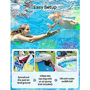 Swimming Pool, EVAJOY 10ft ×30in Above Ground Pool Easy Set, Blow Up Pool Kiddie Pool Inflatable Top Ring Swimming Pools for Adults Family Backyard Outdoor with Pool Cover