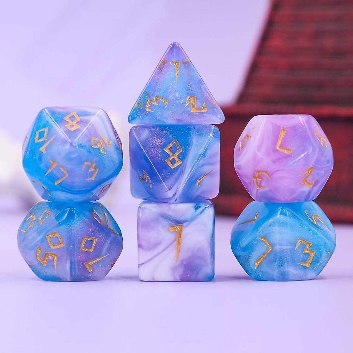 DND Dice Set Gold Yellow Dice Fit Dungeons and Dragons D&D RPG Role Playing Game MTG Pathfinder Polyhedral 7 Dice Set