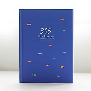 365 Days Daily Weekly Monthly Planner By Shining Soul, A5 Cute (small) Personal Pocket Diary Hard Cover, Office Notebook Stationery (Blue) Calendar Schedule Organizer