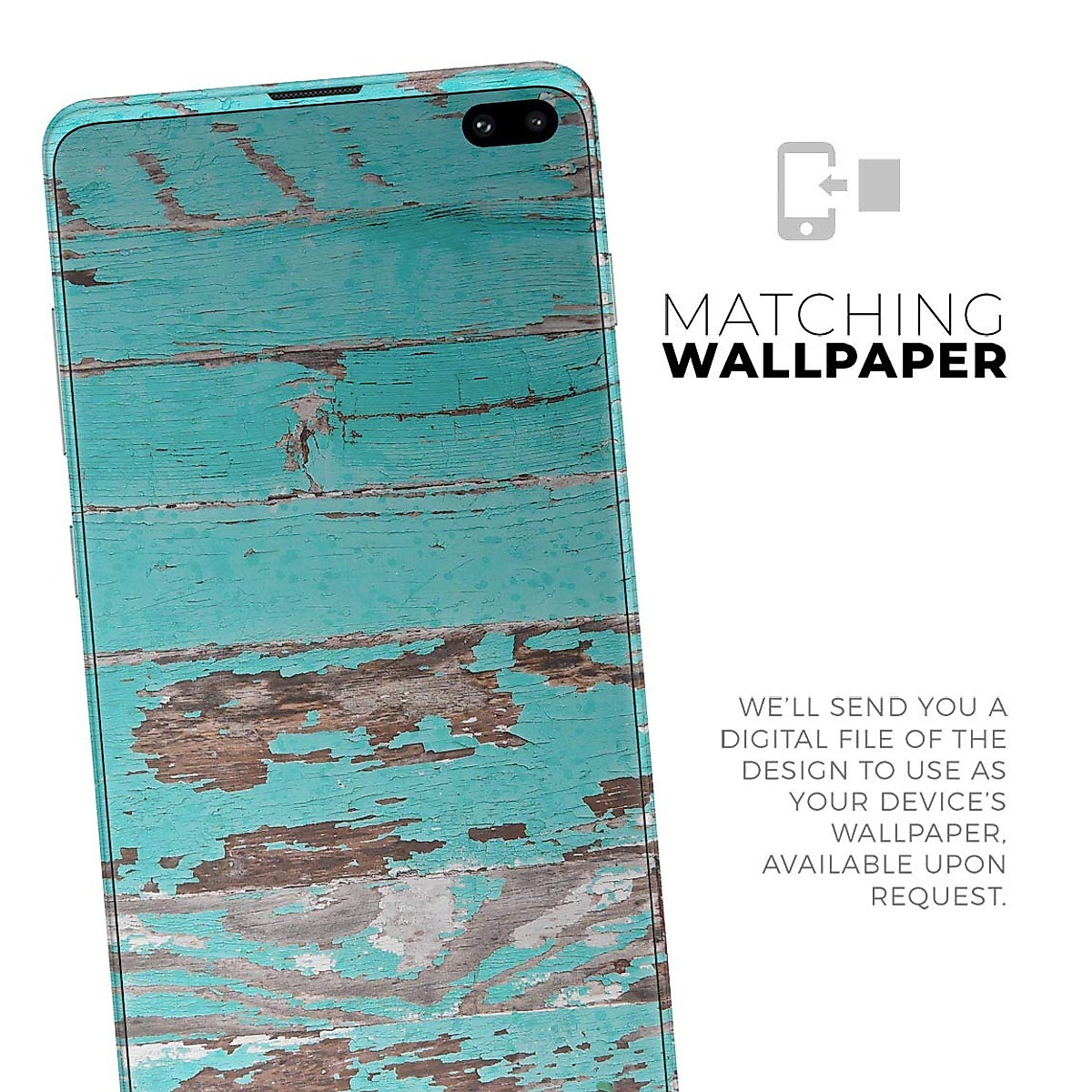 DesignSkinz Turquoise Chipped Paint on Wood Protective Vinyl Decal Wrap Skin Cover Compatible with The Samsung Galaxy S20 (Screen Trim & Back Glass Skin)