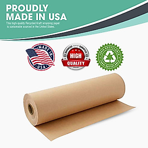 Kraft Brown Paper Roll 30" x 2,400" (200 ft) – 100% Recyclable Craft Construction and Packing Paper for Use in Moving, Bulletin Board Backing and Paper Tablecloths