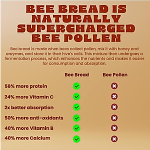 Kiin Bee Bread Capsules - Fermented Bee Pollen Immunity & Metabolism Supplement, 100% Natural Superfood, Vitamin B Group, Antioxidants, Omega 3 6 9