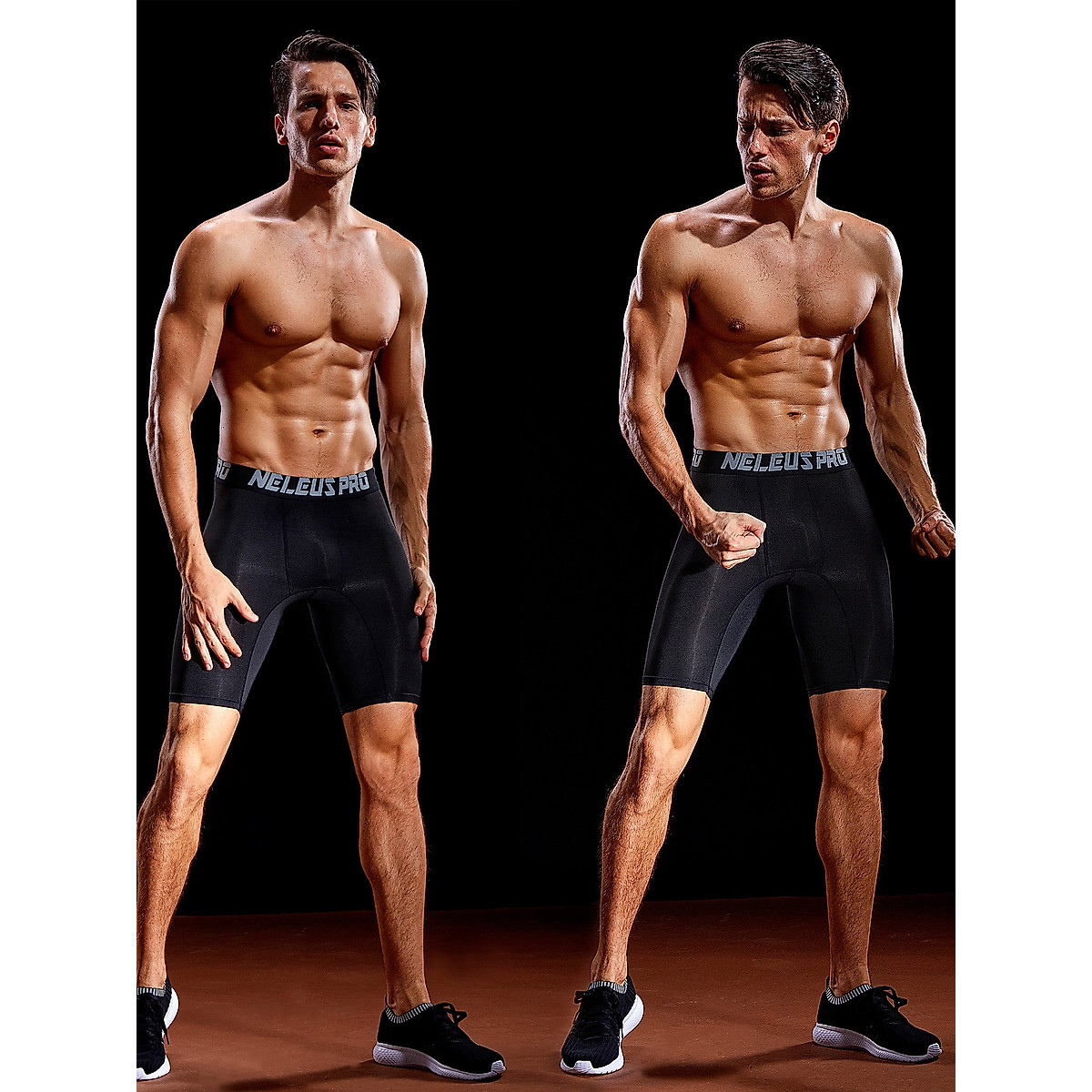 NELEUS Men's 3 Pack Athletic Compression Short,6028,Black,US M,EU L