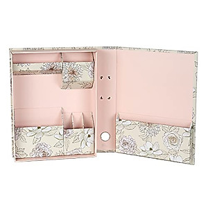 Erin Condren Ultimate Desk Organizer - Flora. Desk Organizer Set. 2 Accessory Compartment Sections, 1 List Pad Section, 3 Divided Compartments, and Paper Storage Section