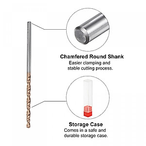 uxcell Twist Drill Bit, 3mm Jobber Drill Bit Nanoscale Titanium Coated K35 Tungsten Carbide Straight Shank 80mm Length for Drilling Stainless Steel Alloy Steel