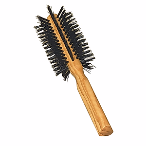 Redecker Wild Boar Bristle Round Hairbrush with Waxed Olive Wood Handle, 8-1/2-Inches