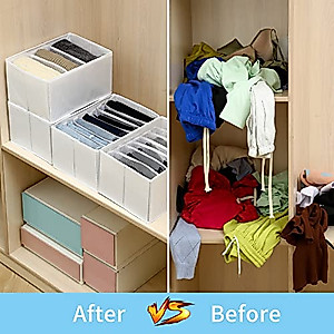 Upgrade 4Pcs Wardrobe Clothes Organizer, Clothing Organizer and Storage for Jeans/Pants/Shirt/Folded Clothes/Leggings/Baby/Underwear, Home Bedroom Drawer Closet Organizer,Multi-compartment