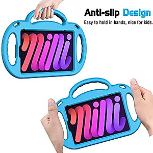 AVAWO Kids Case for iPad Mini 6 2021 8.3 Inch, iPad Mini 6th Generation Case - with Shoulder Strap, Shockproof Lightweight Handle Kickstand Kids Case for iPad Mini 6th Generation 8.3 Inch 2021, Blue