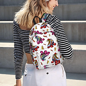 NOKOER Color Roller Skates Print Printed Canvas Backpack,Casual Daypacks,Laptop Backpack,Lightweight Travel Daypack
