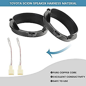 RED WOLF 6.5 Inch Door Speaker Adapter Spacer Ring Speaker Wire Harness Connector Compatible with Toyota 1998-2015, Scion 2004-2014 Aftermarket Speaker Adapter Bracket Wiring Cable Plug Install