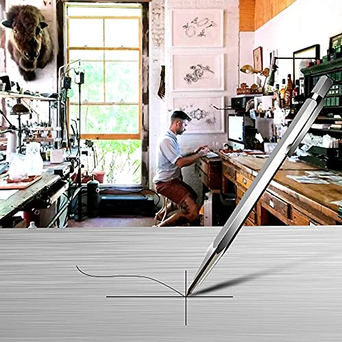 Tungsten Carbide Tip Scriber Marking Engraving Pen for Stainless Steel, Ceramics and Glass Carving (Silver)