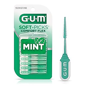 GUM Soft-Picks Comfort Flex, Easy to Use Dental Picks for Teeth Cleaning and Gum Health, Disposable Interdental Brushes with Convenient Carry Case, Dentist Recommended Dental Floss Picks, 80ct (4pk)