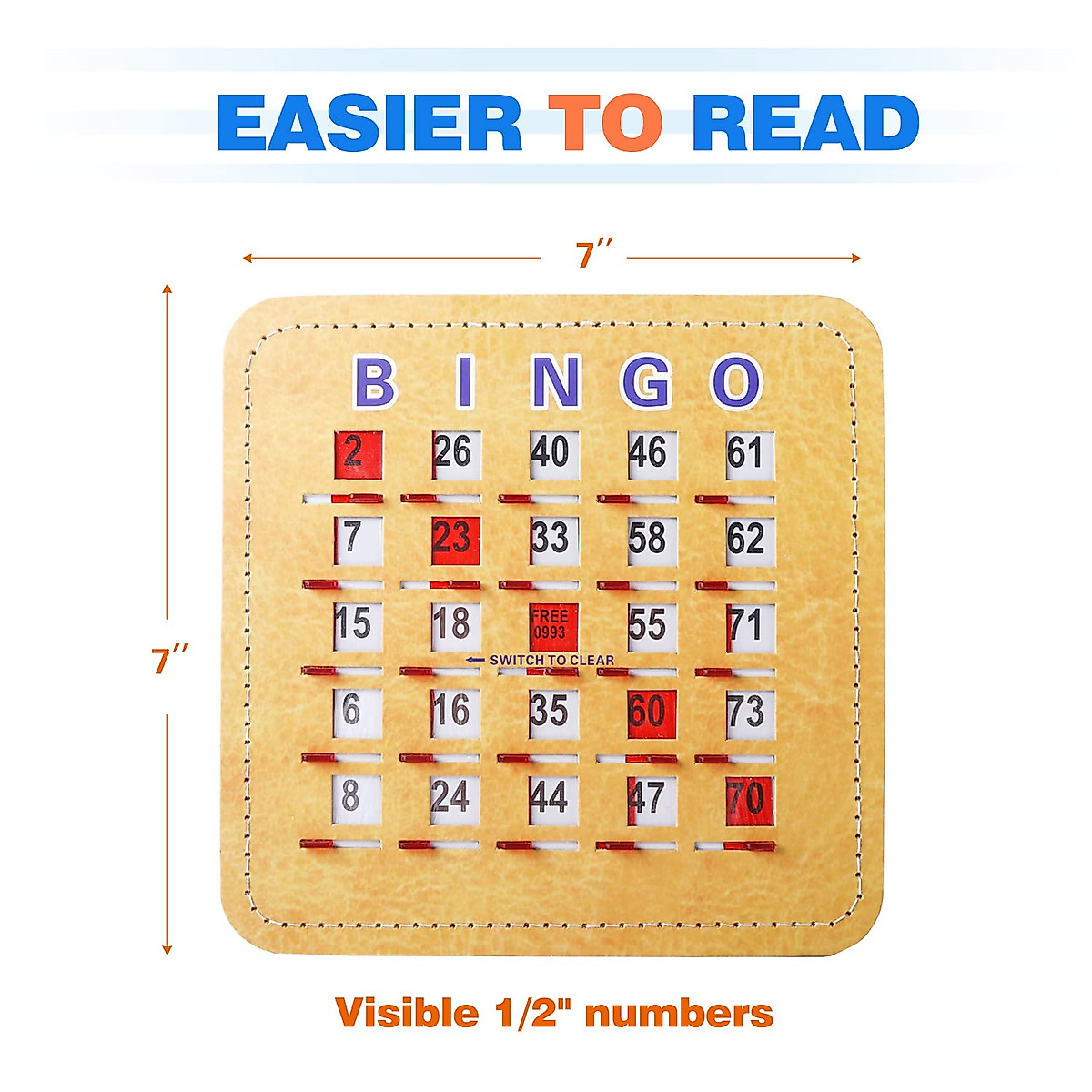 GSE Games & Sports Expert 5Ply Stitched Shutter Bingo Cards, Finger-Tip Shutter Slide Bingo Cards, Easy-Read Large Print Bingo Cardboard with Sliding Windows (10-Pack)