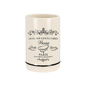 Home Basics Paris Collection 4 Piece Bathroom Accessories Set Featuring a Soap Dispenser, Toothbrush Holder, Tumbler, and Soap Dish