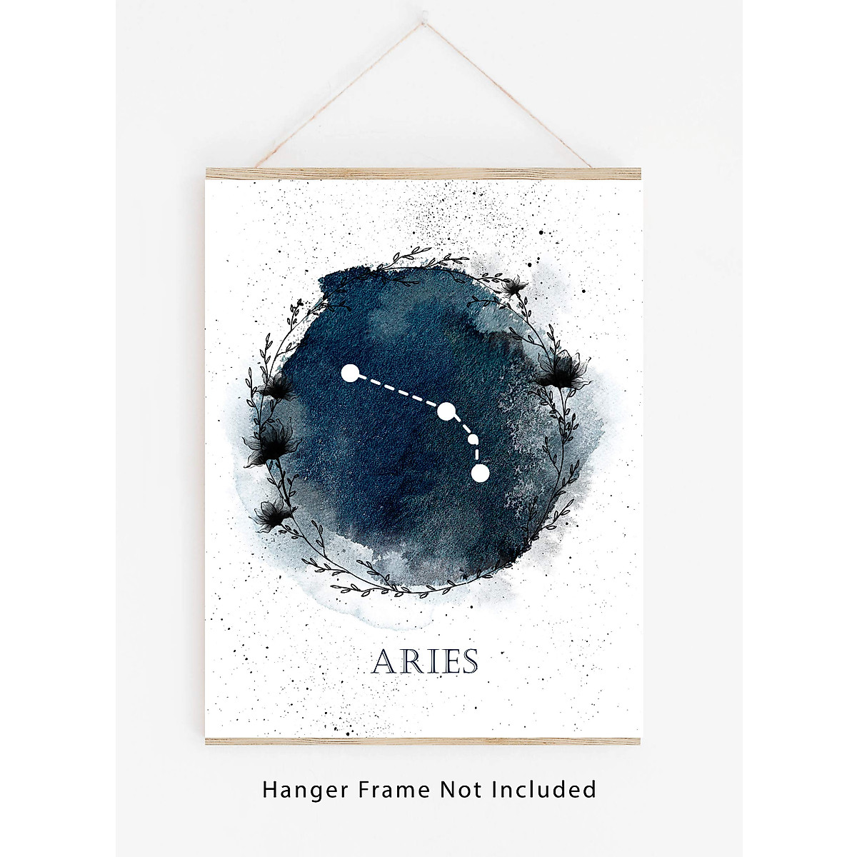 Aries Zodiac Constellation Wall Art Print - 11x14 UNFRAMED Astrological Star Sign in Shades of Indigo, Navy Blue. Makes a Great Gift for March-April Birthdays.