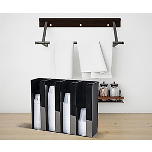 IneVibe Portion Cup and Lid Holder - 4 Compartment Acrylic Organizer for Condiment & Sauce Cups, Fits Cups 2 oz to 5.5 oz in Size, Use Dispenser on Counter or Wall Mount