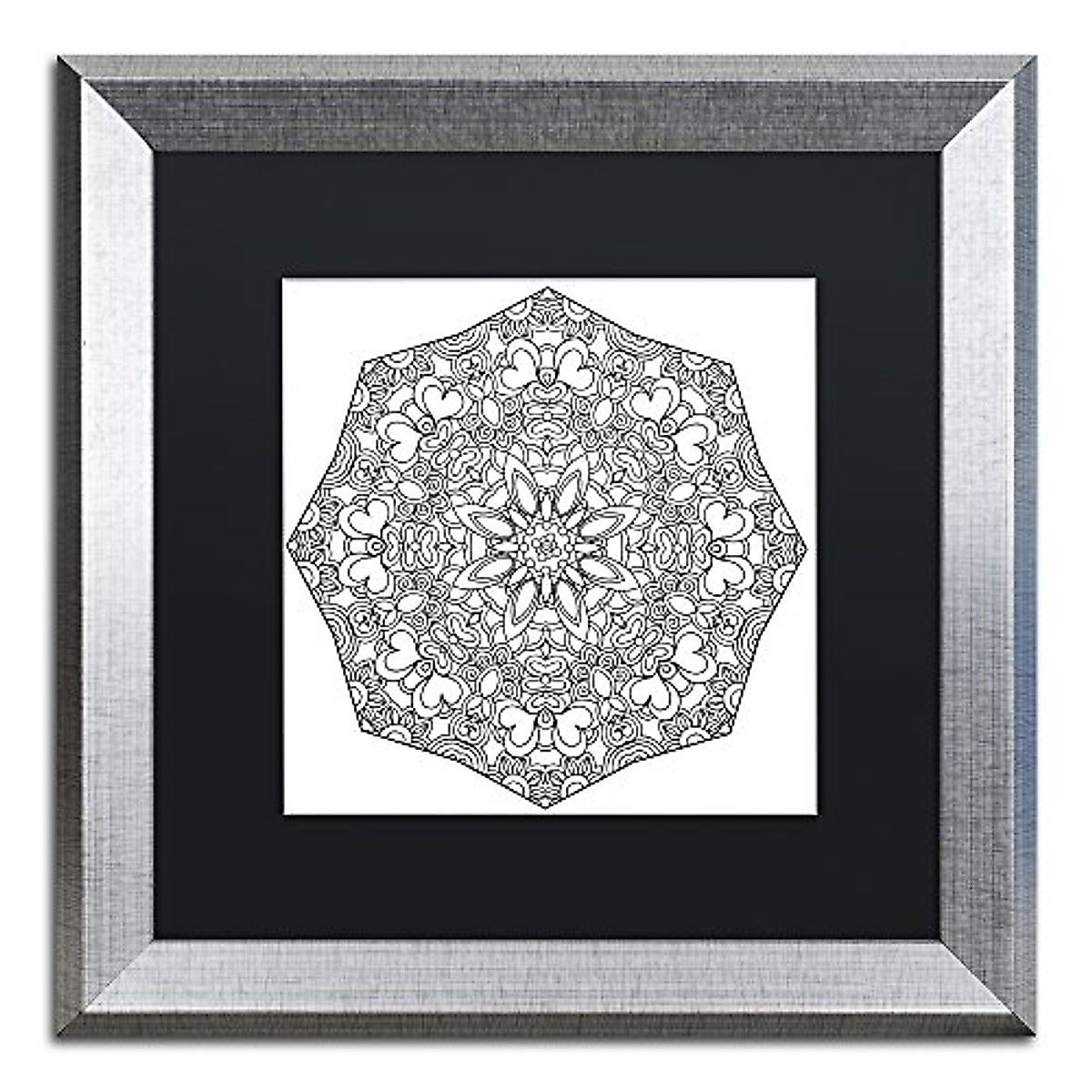 Trademark Fine Art ALI3413-S1616BMF Sublime Mandala by Kathy G. Ahrens, Black Matte, Silver Frame 16x16-Inch, 16x16