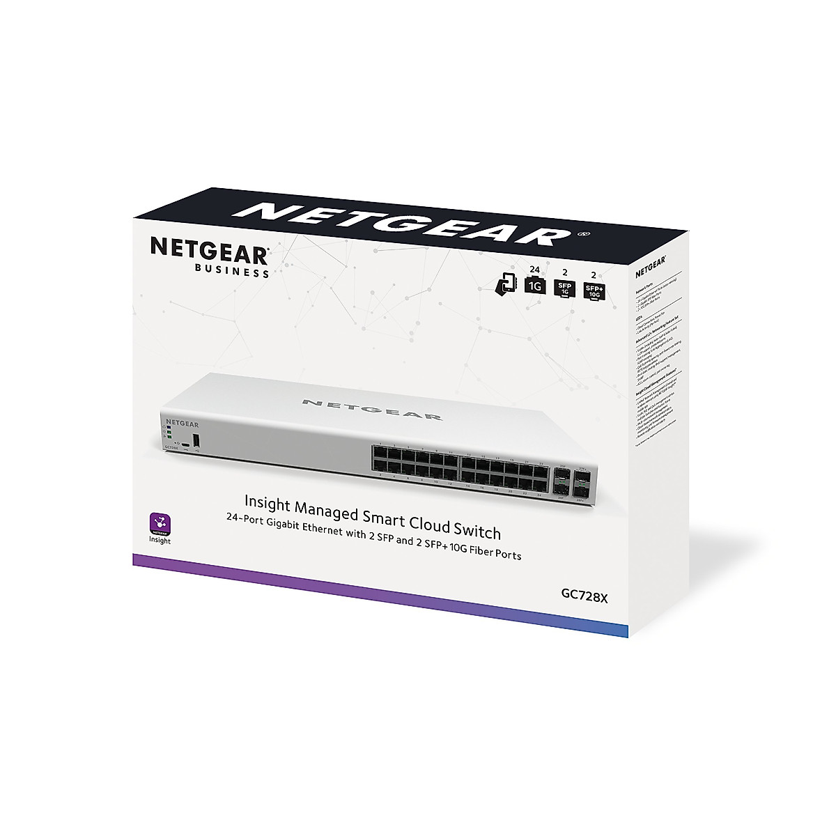 NETGEAR 28-Port Gigabit Ethernet Insight Managed Smart Cloud Switch (GC728X) - with 2 x 1G SFP and 2 x 10G SFP+, Desktop/Rackmount (Renewed)