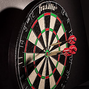 Franklin Sports Official Dartboard - Professional Regulation Size 18 inch Bristle Self Healing Dartboard - Metal Number Ring - Steel Tip Darts Dartboard,Black