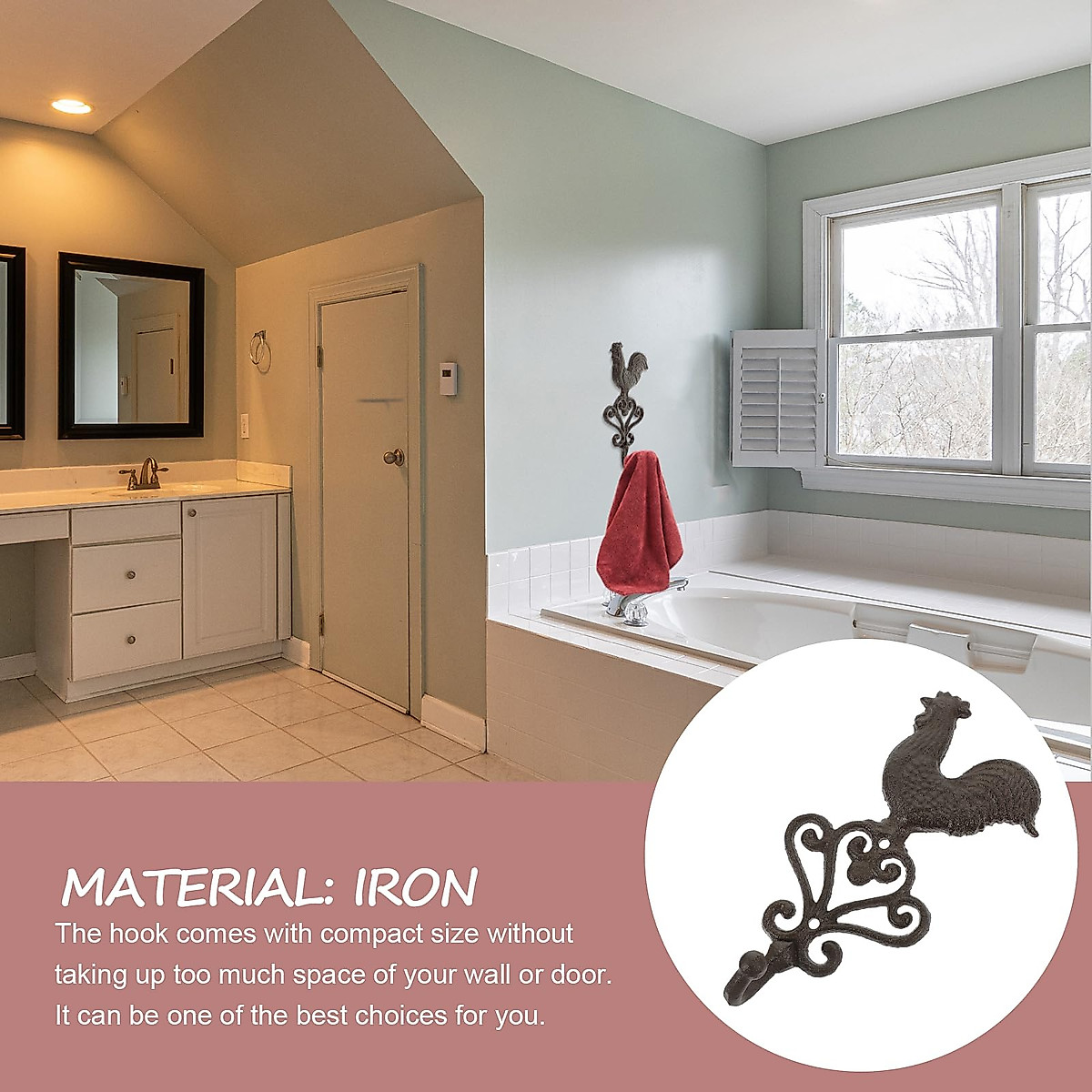 Cabilock Chickens Wall Hook Rooster Wall Hook Wall Mounted Iron Hook Vintage Farmhouse Wall Hook Animal Hanger Country Wall Hooks Coat or Key Holder Wall Hook for Hats Coats Keys Towels