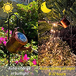 ASDFG Solar Watering Can with Cascading Lights Solar Waterfall Lights Outdoor Yard Decoration Waterproof Enchanted Watering Can for Fairy Garden Lawn Path Yard Patio Art Romantic Atmosphere