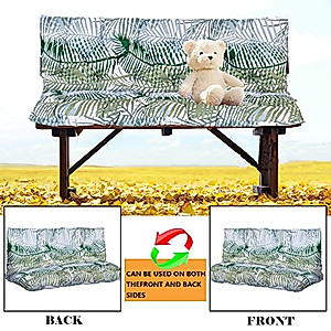 bumuam Swing Replacement Seat Cushions, Outdoor Swing Cushions 3 Seater Waterproof Porch Swing Cushions with Backrest Bench Cushion for Patio Backyard Garden Furniture (Bamboo Leaves 60x40in)