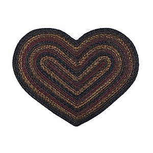 Slate Premium Braided Collection | Primitive, Rustic, Country, Farmhouse Style | Jute/Cotton | 30Days Risk Free | Accent Rug/Door Mat/Floor Carpet (20"x30" Heart., Slate)