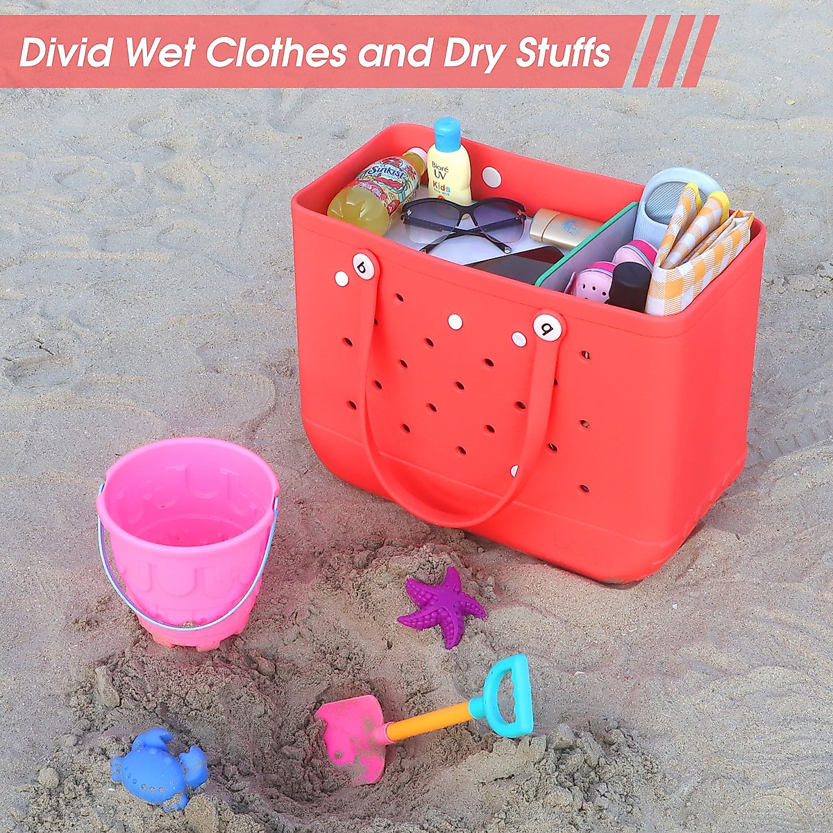 Raymall 2pcs Divider Tray for Bogg Bag, Inserts Dividers for X Large Bogg Bag Accessories Inserts, Large Simply Southern Tote Bag Divider Tray Compatible with Original Bogg Bag Divider (Pink+White)