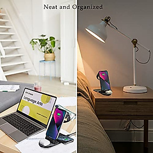 4 in 1 Wireless Charging Station, 20W Fast Wireless Charger for Multiple Devices Apple iWatch 7/SE/6/5/4/3/2 iPhone 13/13 Pro Max/13 Pro/12/11 AirPods Pro(with QC 3.0 Adapter)