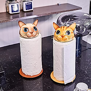 Aayla Paper Towel Holder - Metal Unique Cat Paper Towel Roll Stand for Counter Top of Kitchen Home Dining Bathroom, Adorable Gifts for Cat Dog Pet Lovers (Cat - Brown)