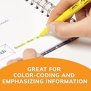 BIC Brite Liner Highlighters, Chisel Tip, 24-Count Pack of Yellow Highlighters, Ideal Highlighter Set for Organizing and Coloring